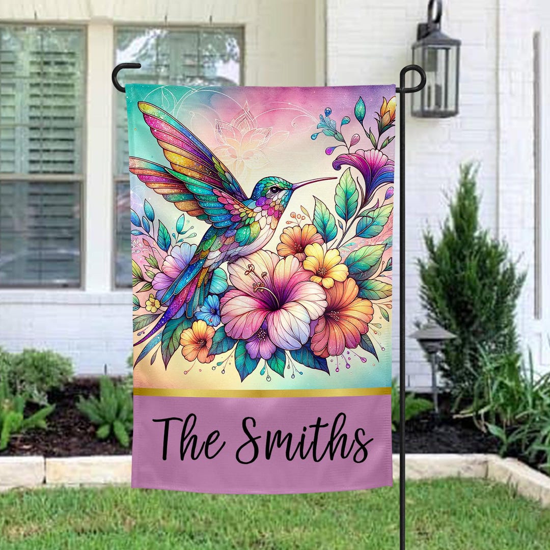 Personalized Hummingbird Garden Flag, Spring Outdoor Home Decor ...