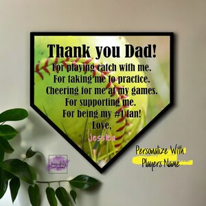 Custom Softball Home Plate Plaque, Thank You Dad Sign, Personalized ...