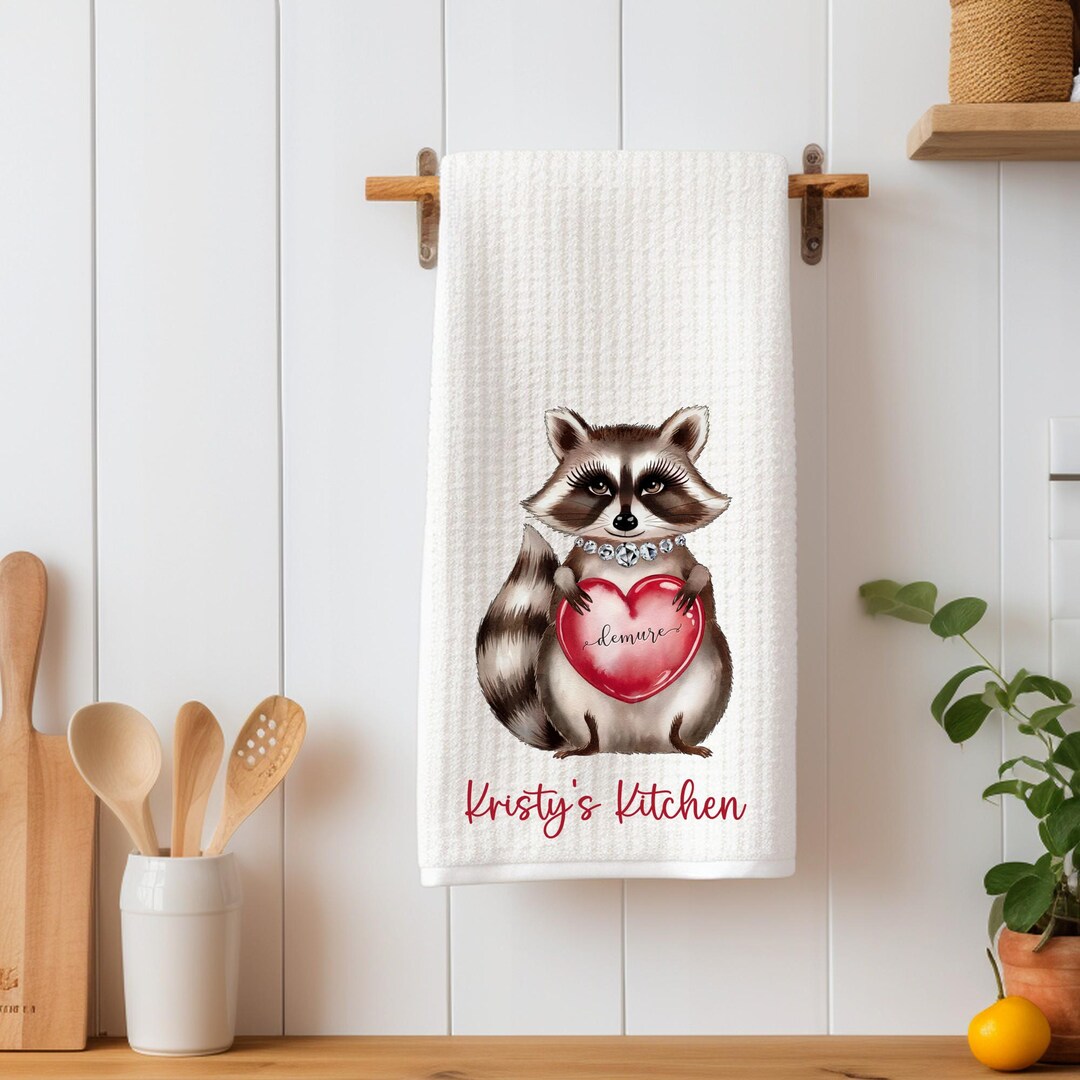 Personalized Demure Valentines Kitchen Towel, Cute Valentines Towel ...