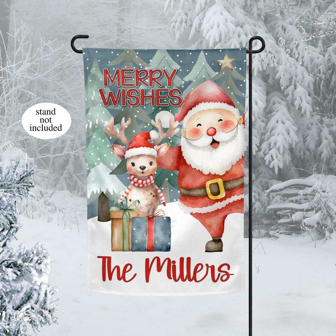 Personalized Santa Christmas Flag, Cute Santa Sign Yard Flag, Merry ...