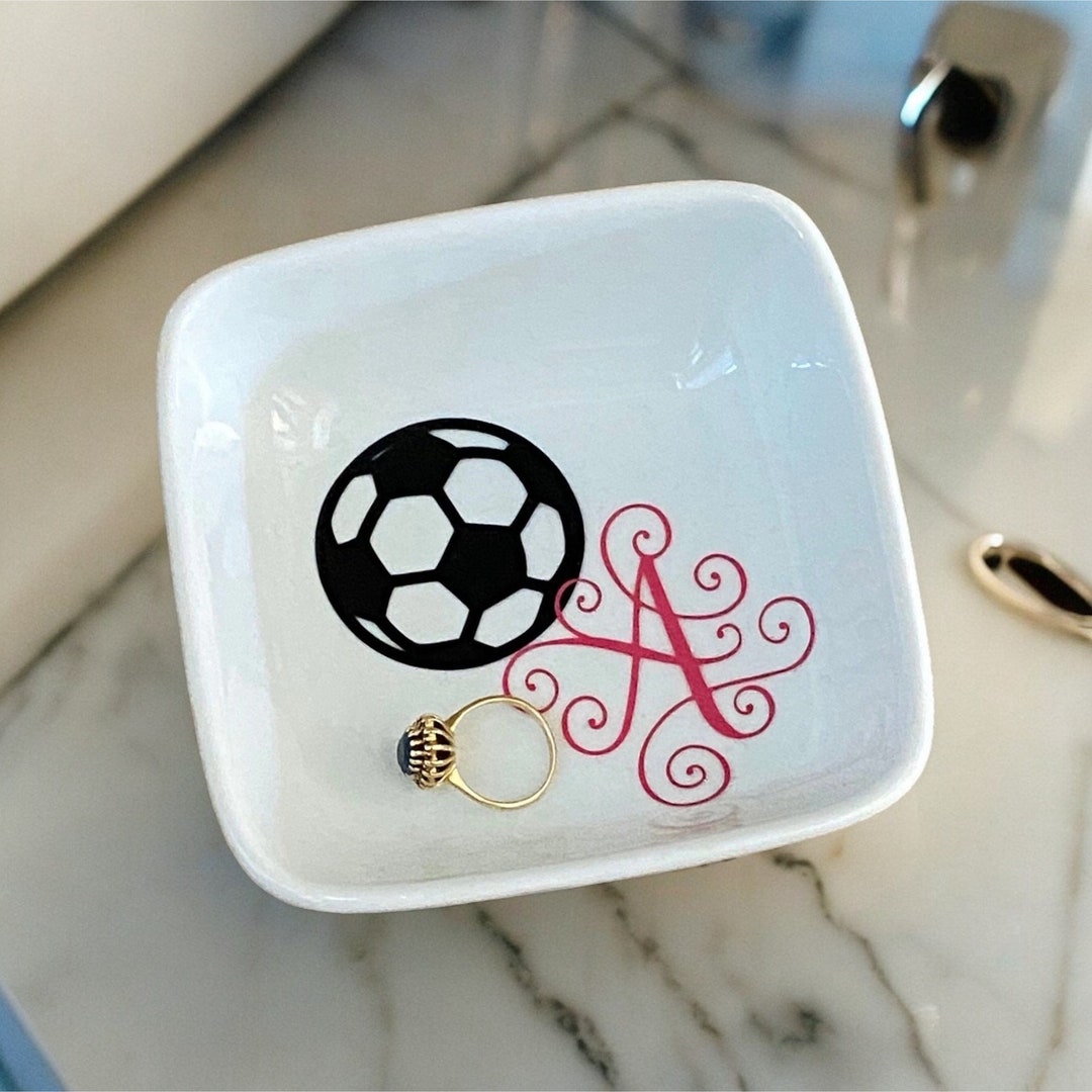 Monogrammed Soccer Jewelry Dish, Soccer Gift Ideas, Personalized Ring ...