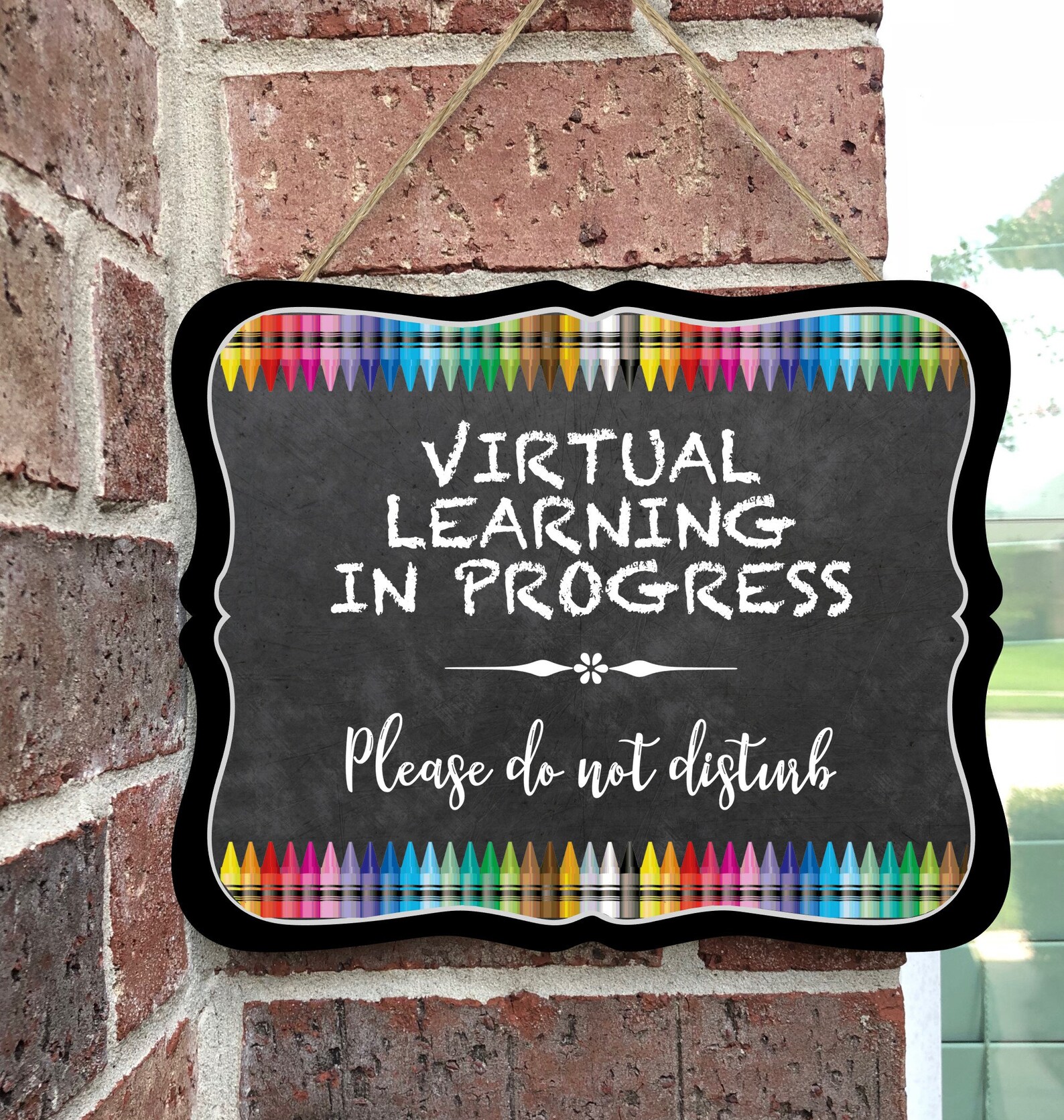 Virtual Learning Sign, Homeschool in Progress Sign, Sign for Teacher ...