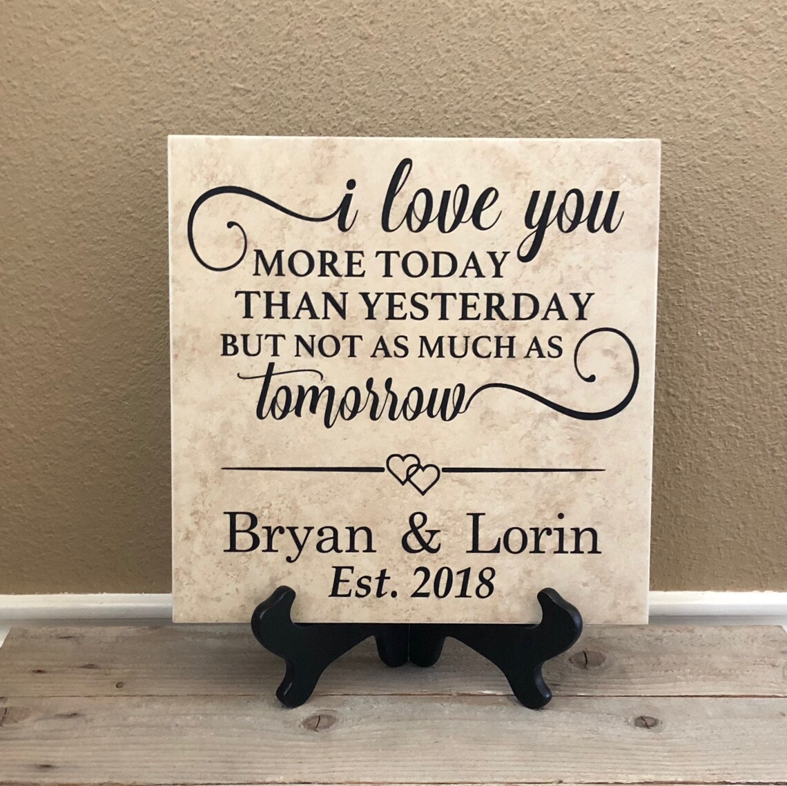 I Love You More Today Than Yesterday Personalized Sign | Etsy