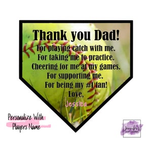 Custom Softball Home Plate Plaque, Thank You Dad Sign, Personalized ...