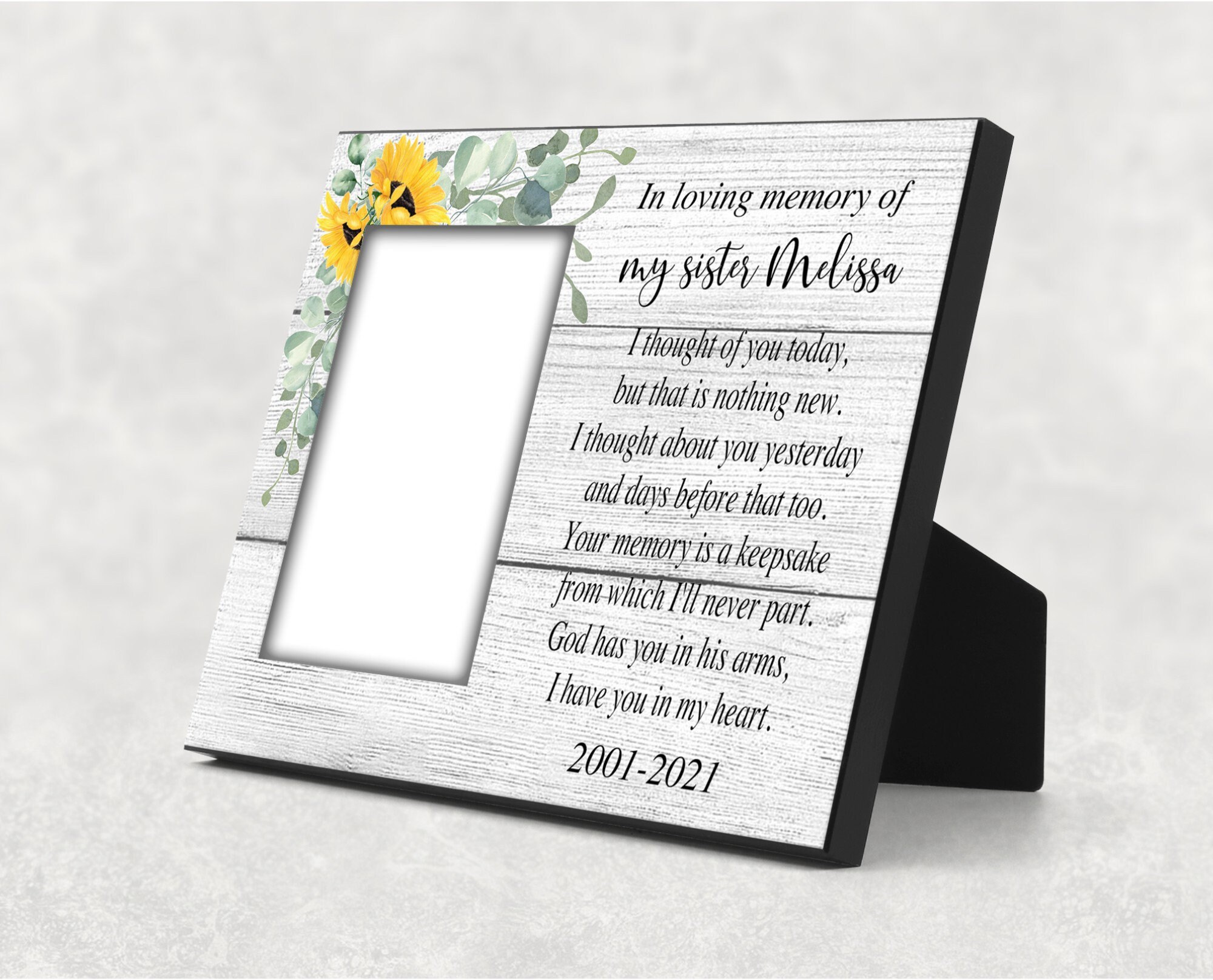 Personalized Remembrance Photo Frame - Memorial Picture Frame Gift ...