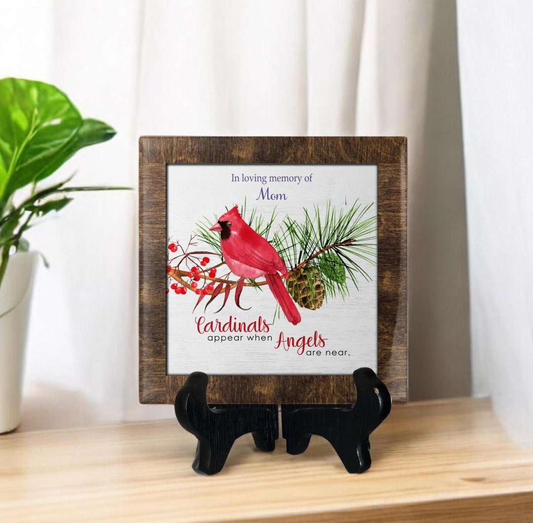 Cardinal Memorial Ceramic Tile, Remembrance Memorial Gift, Condolence ...