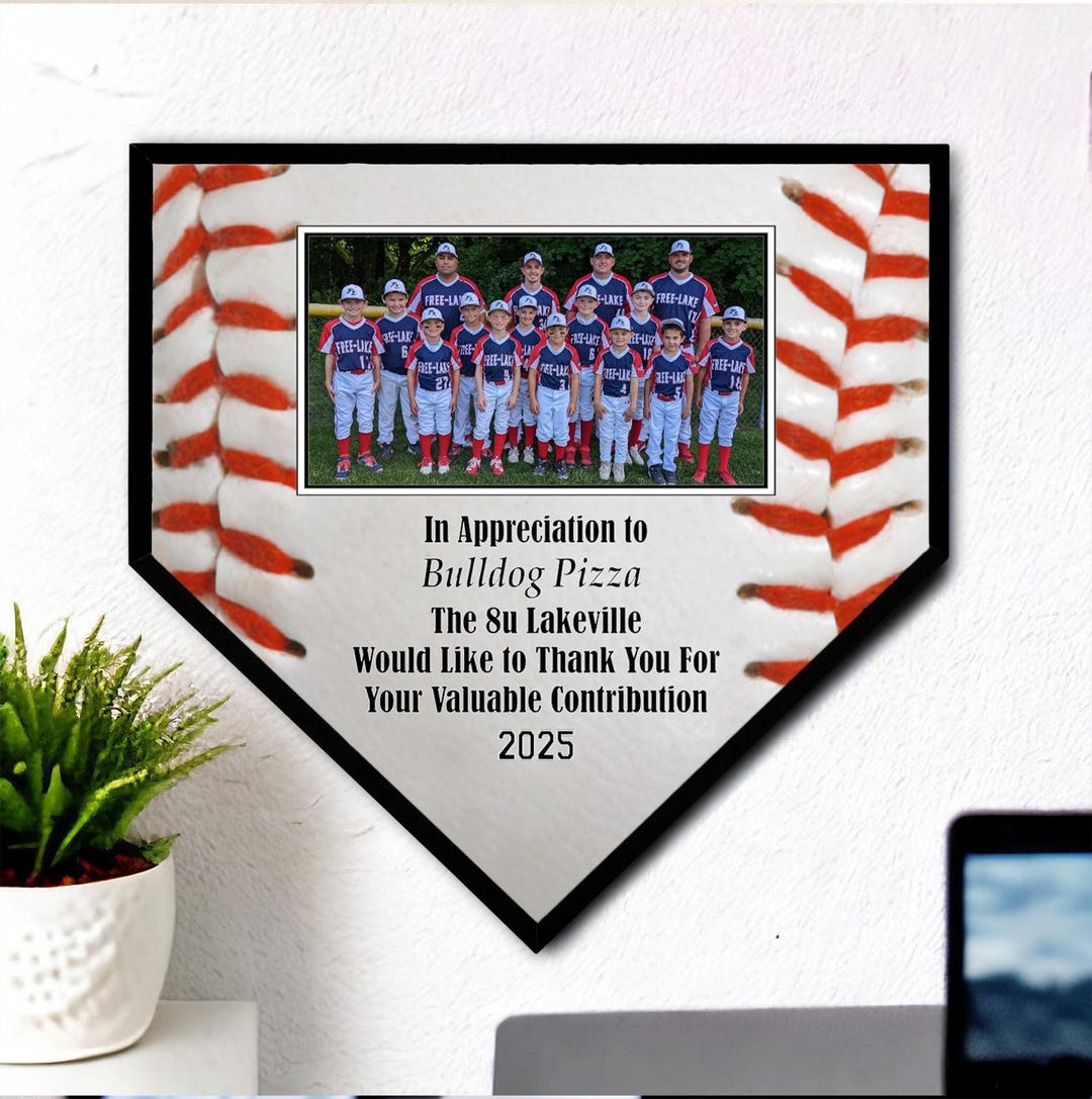 Baseball Home Plate Plaque, Thank You Sponsorship, Baseball Team ...