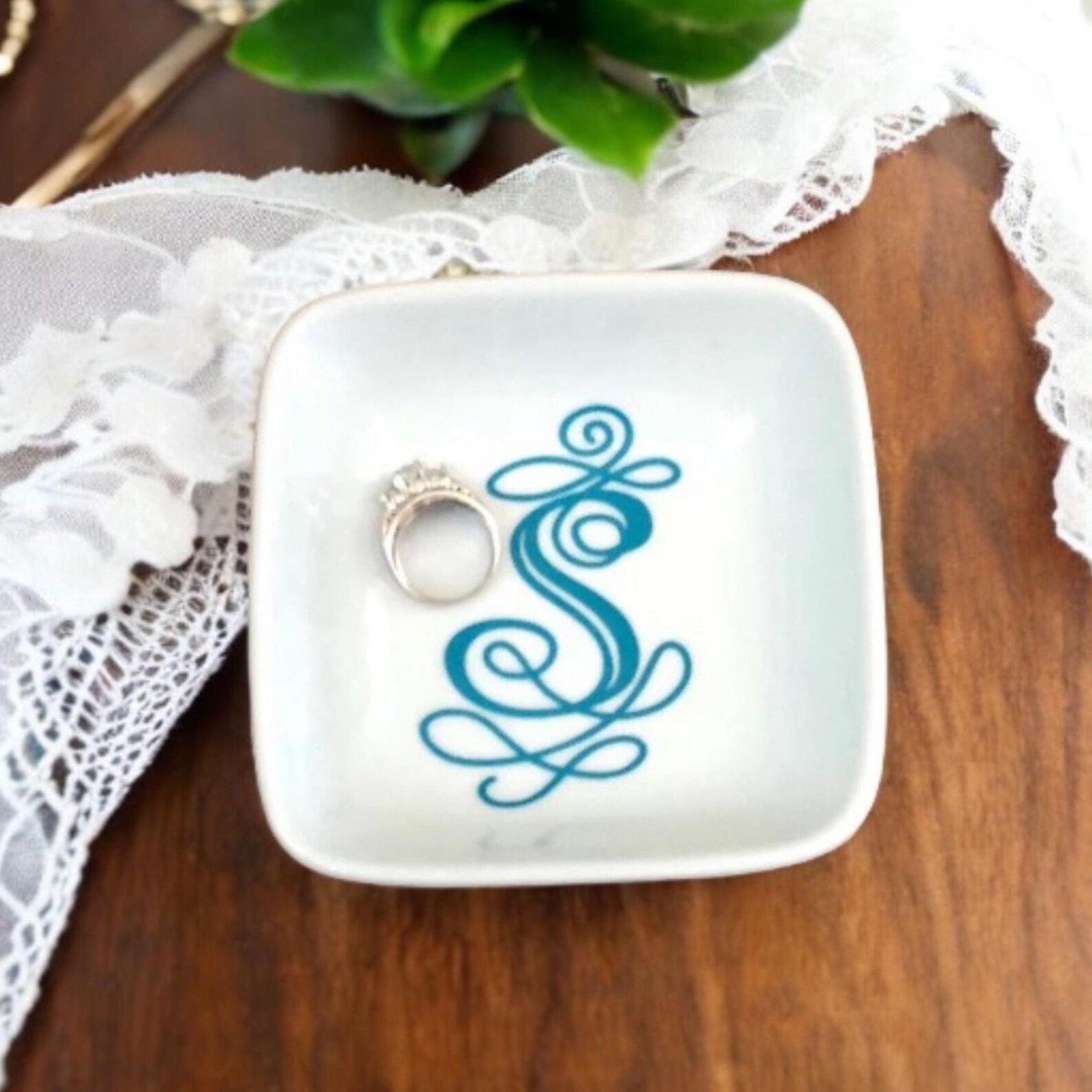 Personalized Monogrammed Ring Dish, Custom Jewelry Holder, Mom Gifts ...