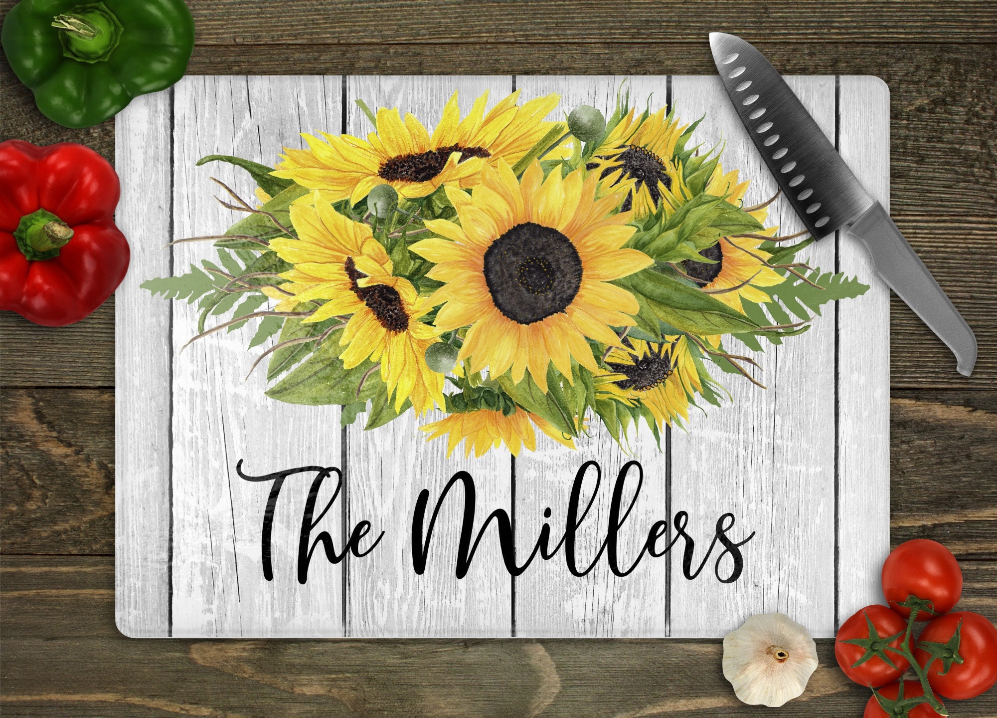 Personalized Sunflower Cutting Board Sunflower Kitchen Decor | Etsy