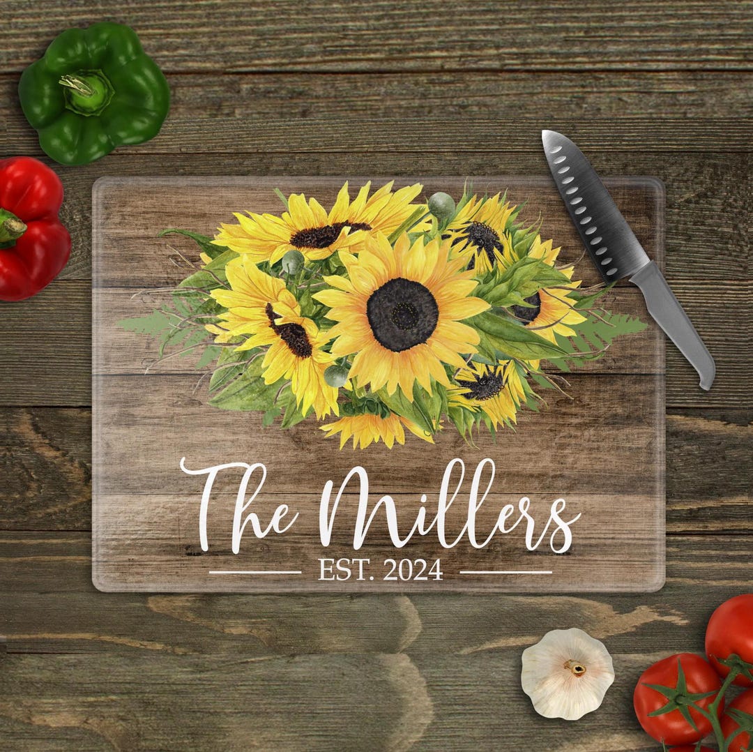 Sunflower Cutting Board Personalized, Sunflower Kitchen, Sunflower ...