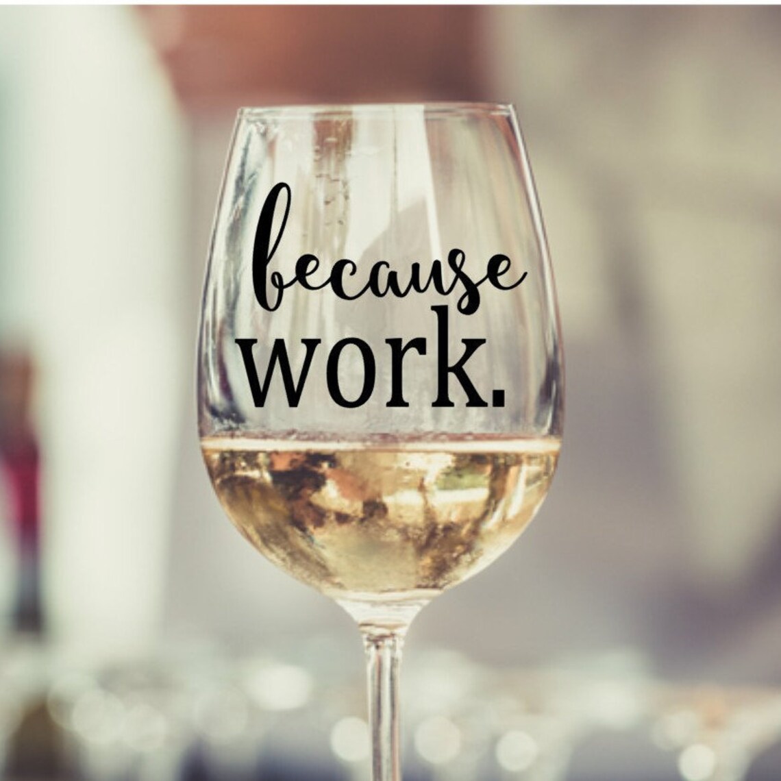 Because Work Stemless Wine Glass Wine Glass Gift Wine Lover - Etsy