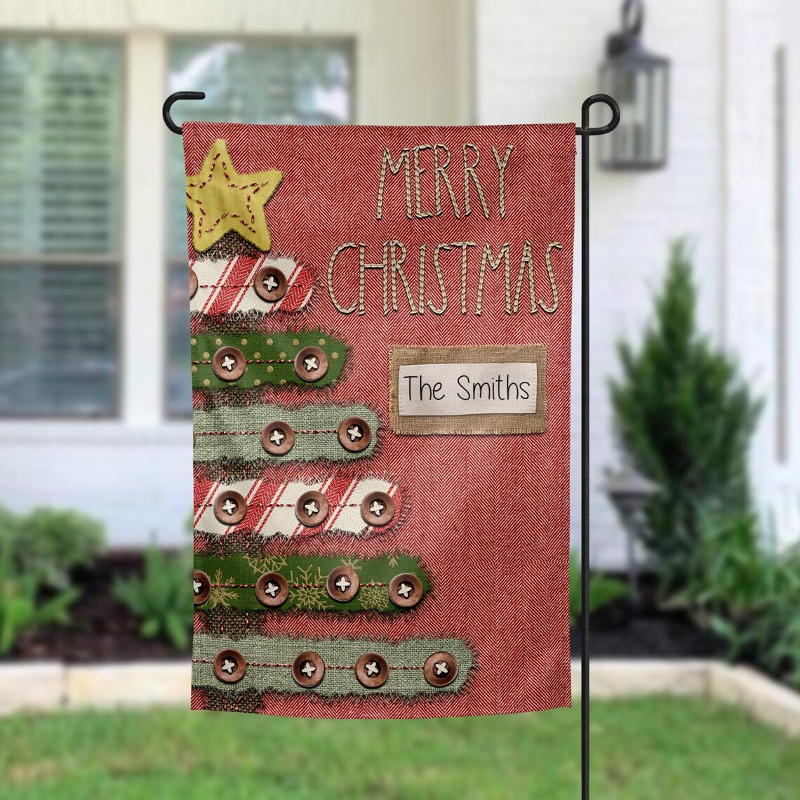 Personalized Christmas Tree Garden Flag 12x18: Merry Christmas Yard ...