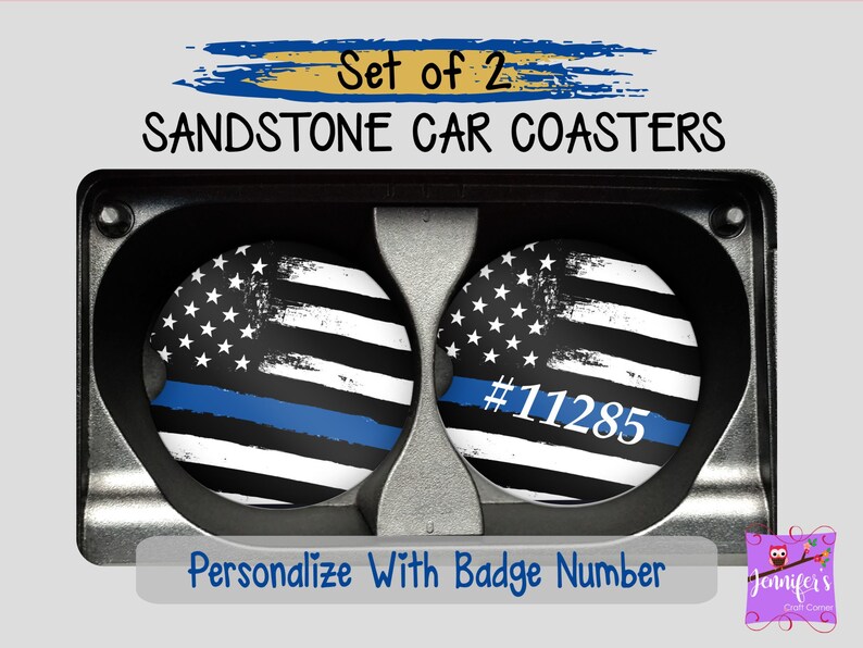 Thin Blue Line Car Coaster Set Blue Line Flag Blue Lives - Etsy