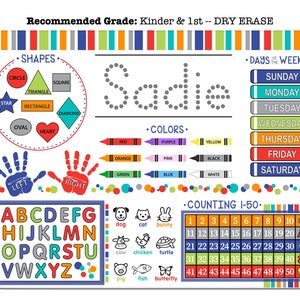 Personalized Learning Board, Kindergarten & Prek Homeschool Lessons ...