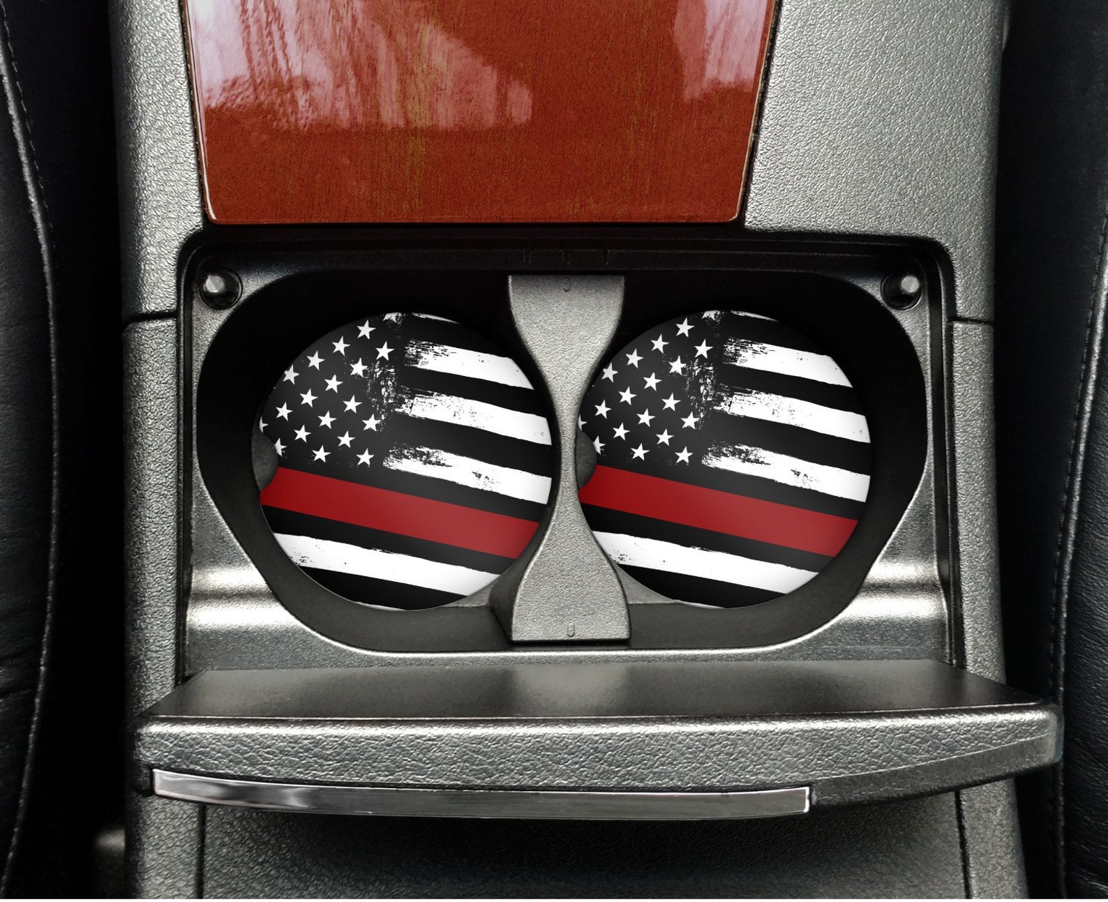 Thin Red Line Car Coaster Set Red Line Flag Red Lives | Etsy