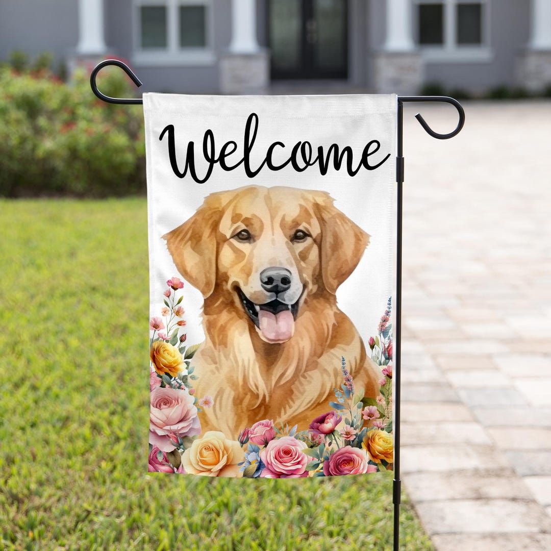 Golden Retriever Welcome Flag, Golden Retriever Lover Gift, Golden Mom ...