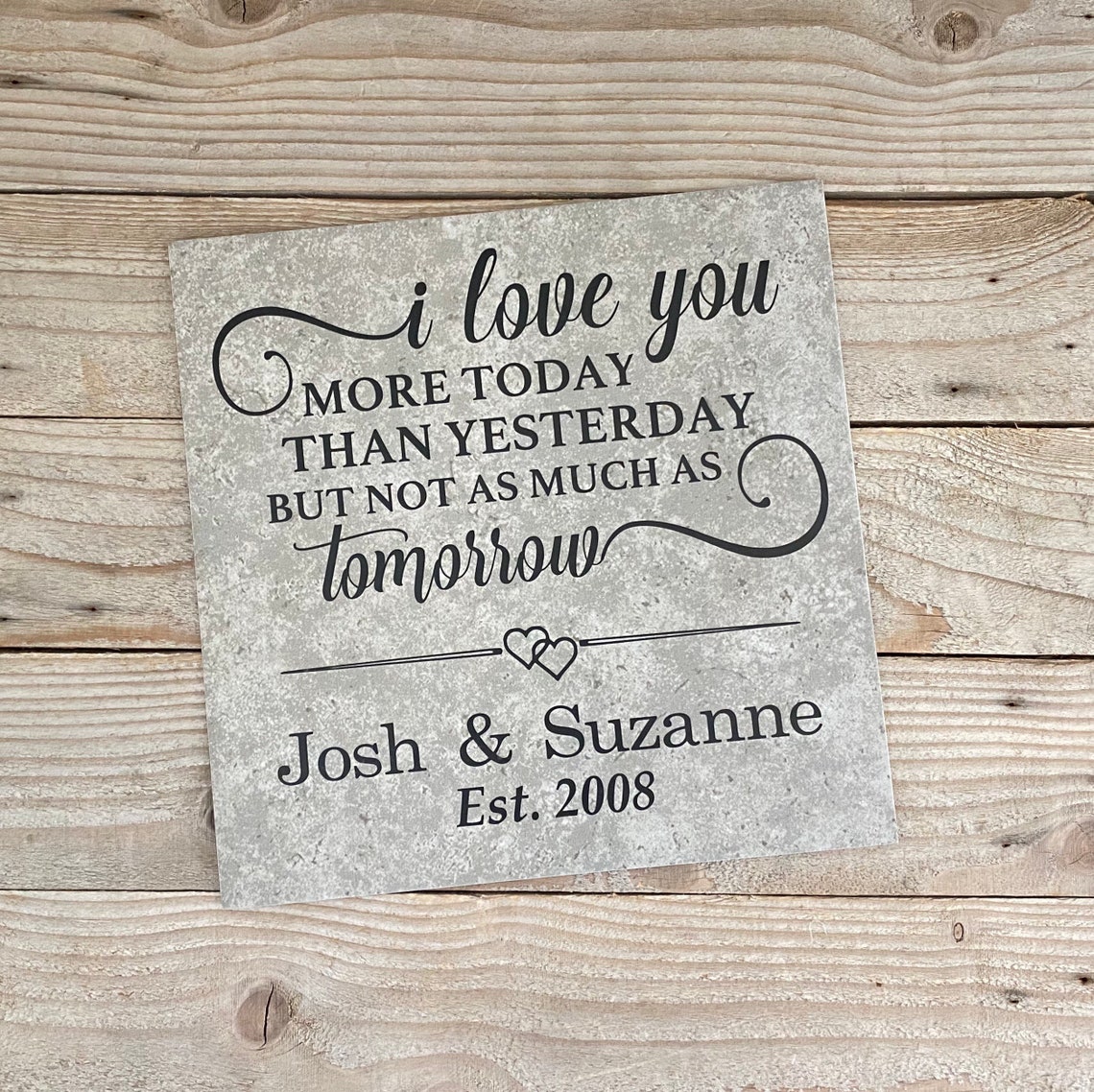 I Love You More Today Than Yesterday Personalized Sign | Etsy