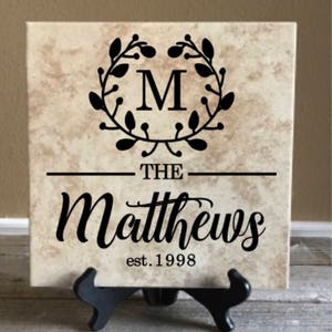 Monogrammed Tile Personalized Tile Name Tile Wedding Gift | Etsy