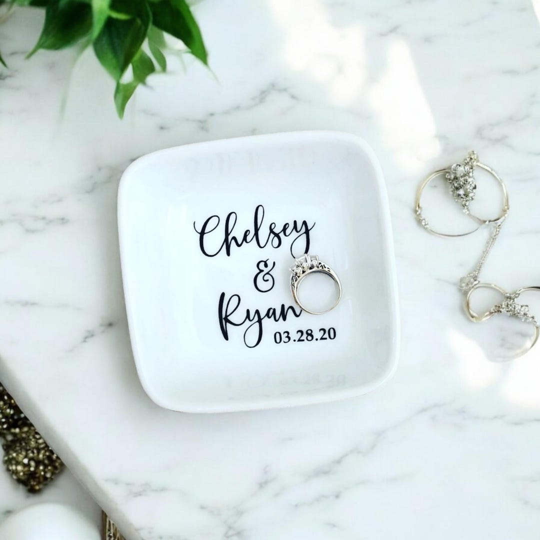 Couple Personalized Ring Dish, Custom Jewelry Dish, Gift for Bride to ...