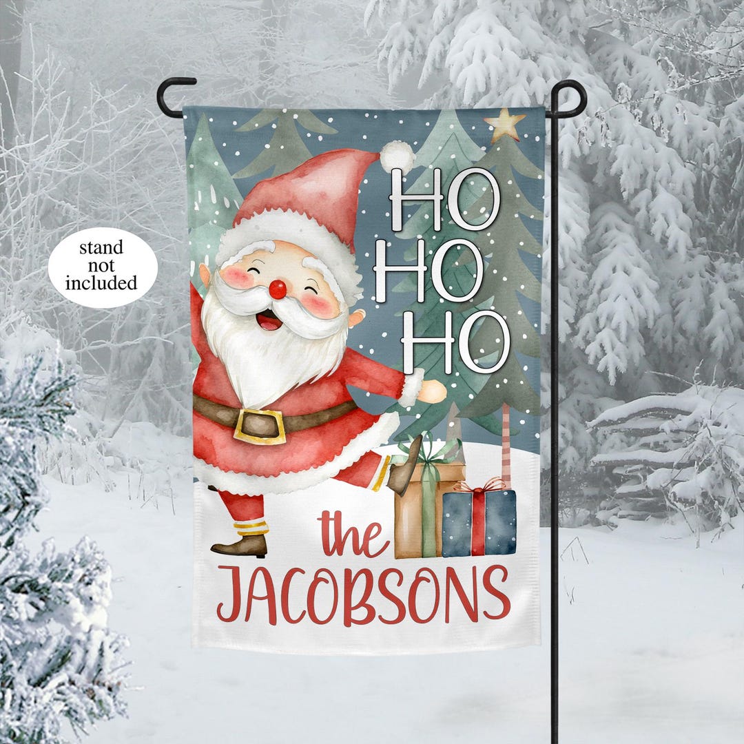 Personalized Santa Christmas Flag, Cute Santa Sign Yard Flag, Merry ...