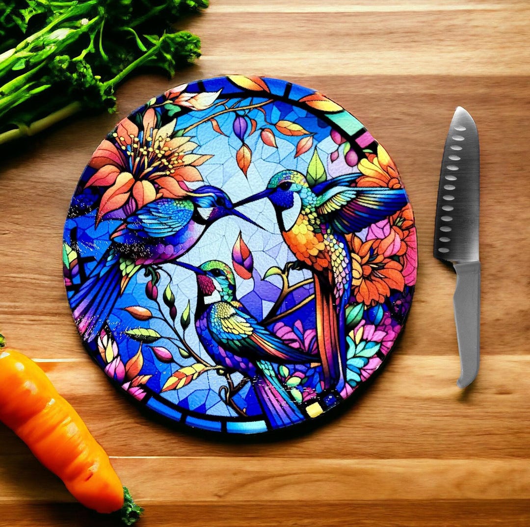 Hummingbird Glass Cutting Board, Hummingbird Kitchen Decor, Christmas ...