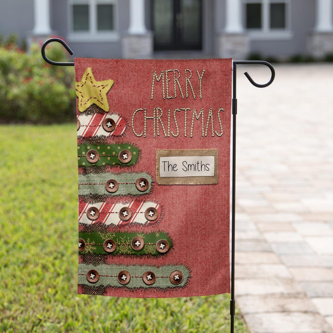 Personalized Christmas Tree Garden Flag 12x18: Merry Christmas Yard ...