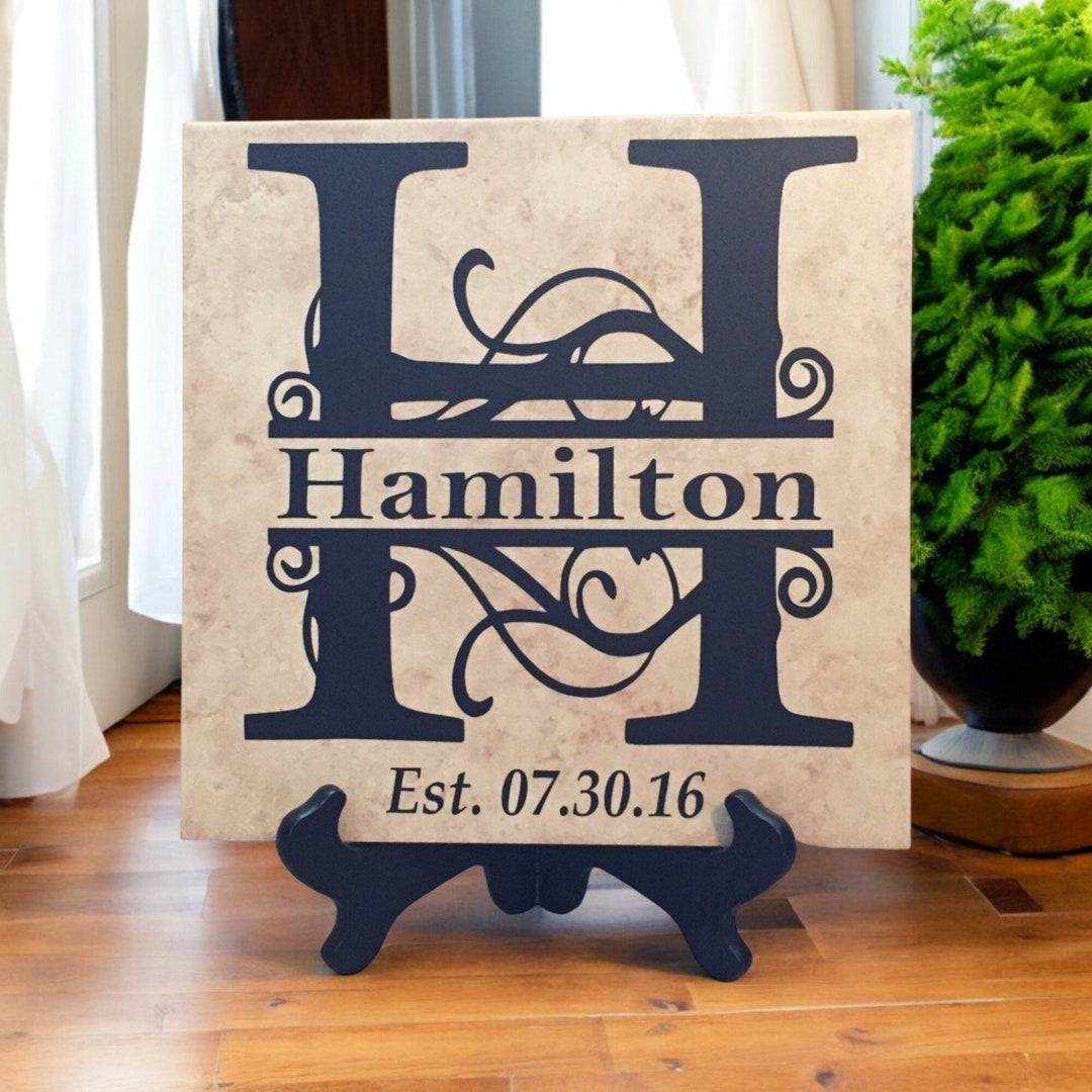 Personalized Name Tile, Family Last Name Sign, Wedding Gift Couple ...