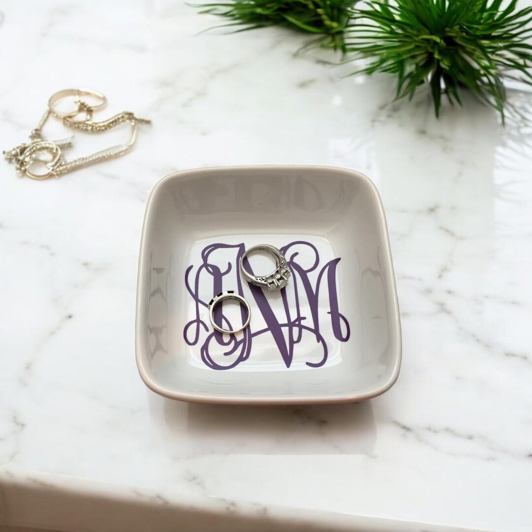 Monogrammed Jewelry Dish, Personalized Ring Dish, Christmas Gift Her ...