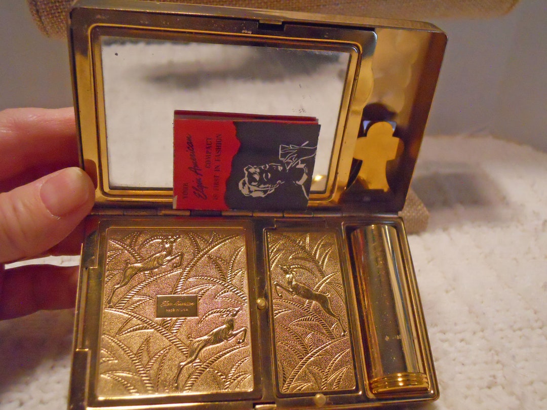 Misc Elgin American Cary-all Compact Beautiful Brushed Gold Tone Metal ...