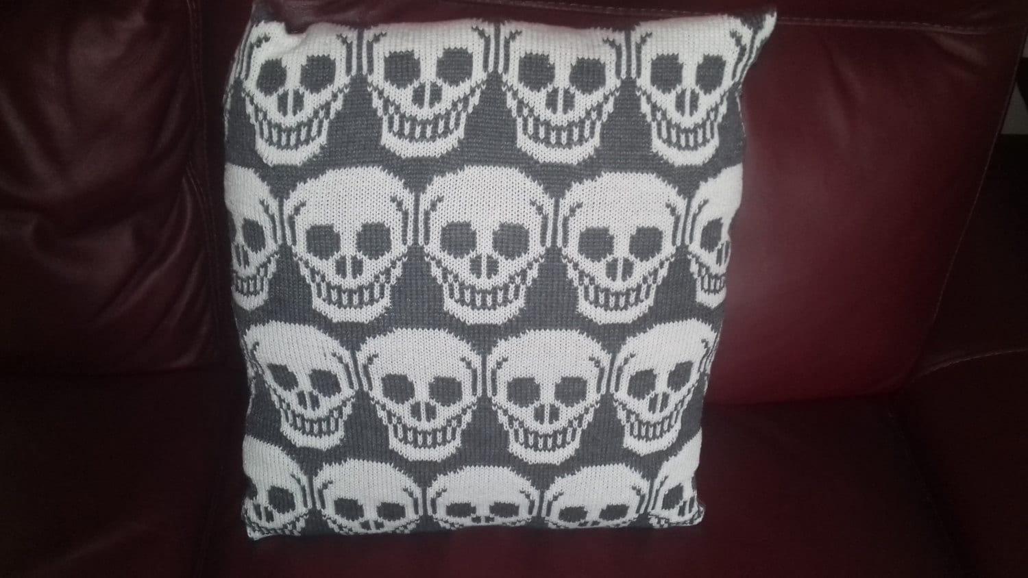 Handmade Knitted "skulls" Cushion Cover Complete With Infill - Etsy UK
