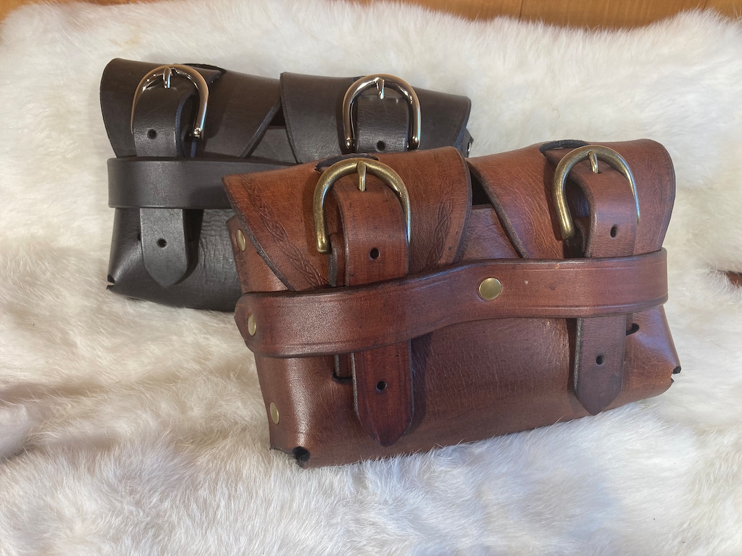 Wide Leather Belt Pouch With Buckles: Customizable - Etsy