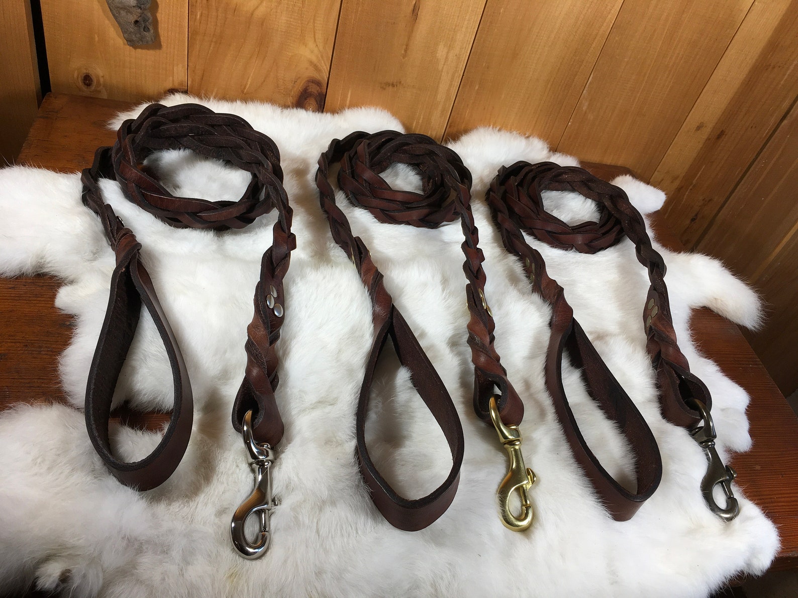 Braided Personalized Leather Dog Leash With Optional Name - Etsy