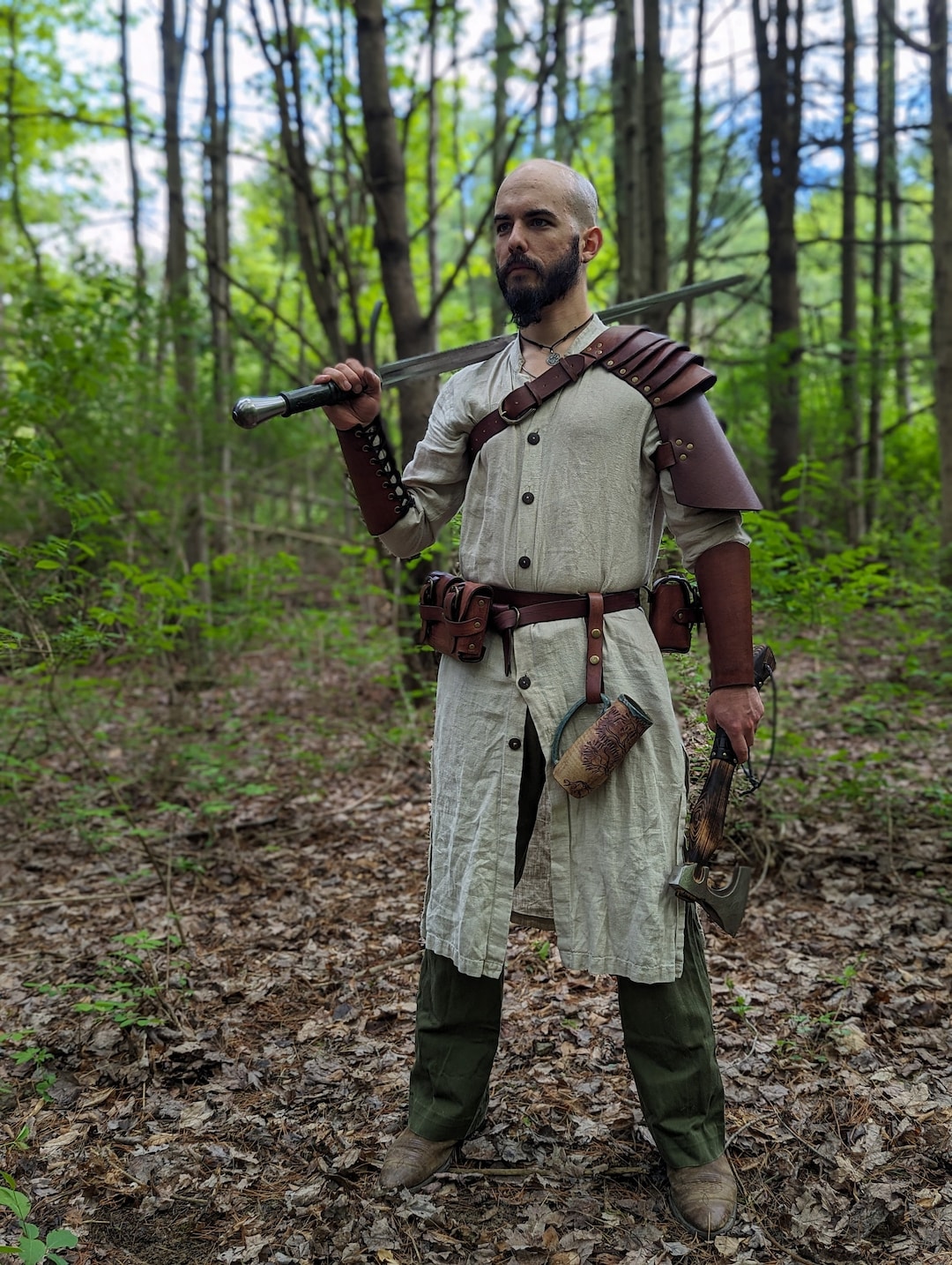 Large Leather Pauldron: Customizable Shoulder Armor - Etsy