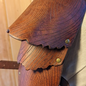 Wood Grain Leather Pauldron: Women's Upper Arm Armor, Customizable - Etsy