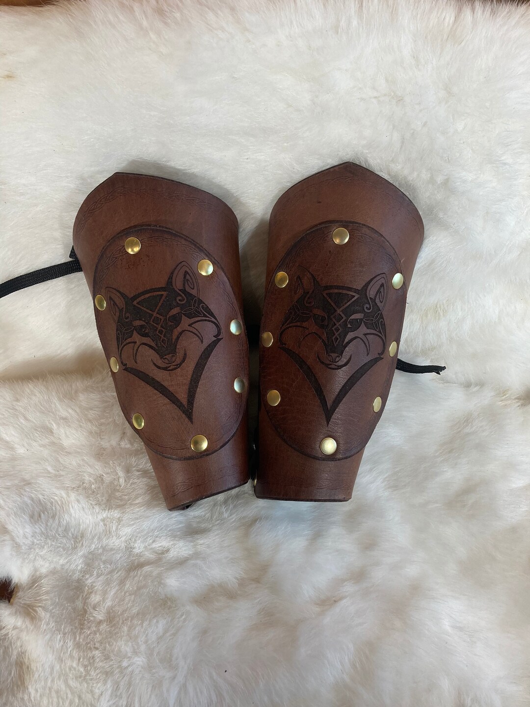 Handmade Leather Wolf Bracers: Customizable Arm Armor - Etsy