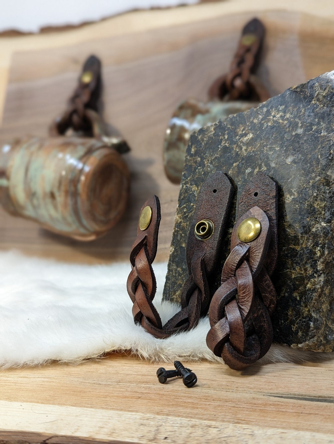 Braided Leather Wall Hangers, Mug Organizer (customize in Your Choice ...