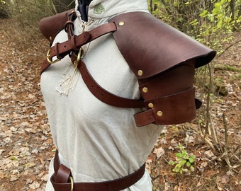Shoulder Armor Golden Bronze Leather Epaulets - Etsy