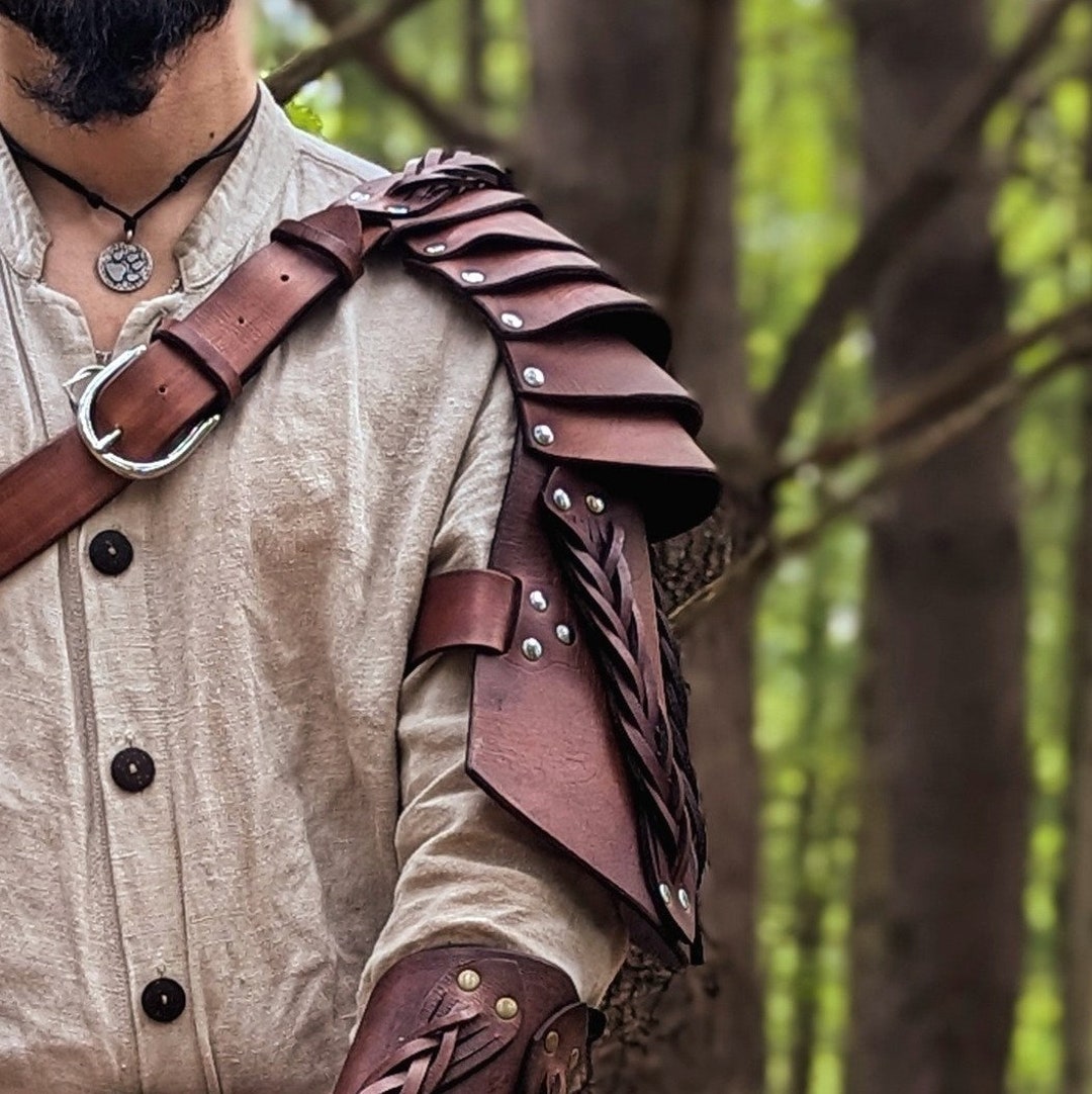 Braided Leather Pauldron: Customizable Shoulder Armor - Etsy