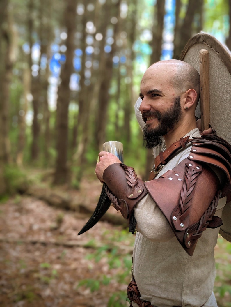 Braided Leather Pauldron: Customizable Shoulder Armor - Etsy