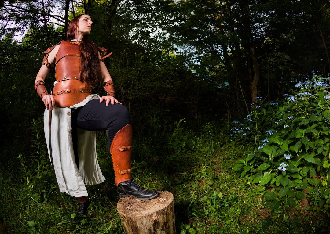 Women's Braided Leather Leg Armor Pair (greaves/shin Guards) (customize ...