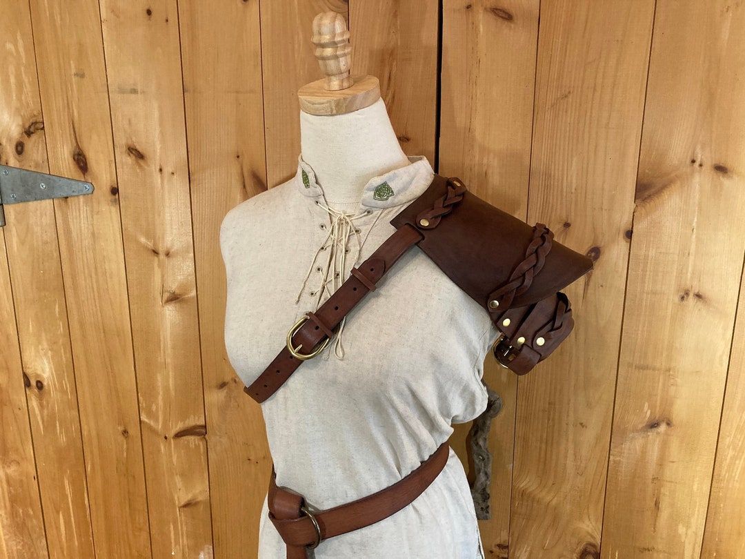Braided Leather Pauldron: Women's Shoulder Armor, Celtic Tree of Life ...