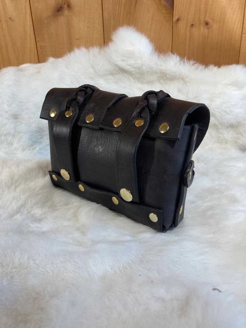 Wide Braided Leather Belt Pouch With Buckles - Etsy