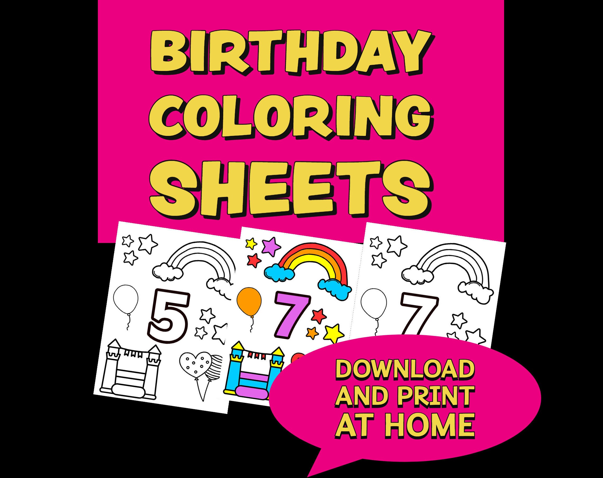 Birthday Coloring Sheets Printables Digital Download 5th 6th - Etsy