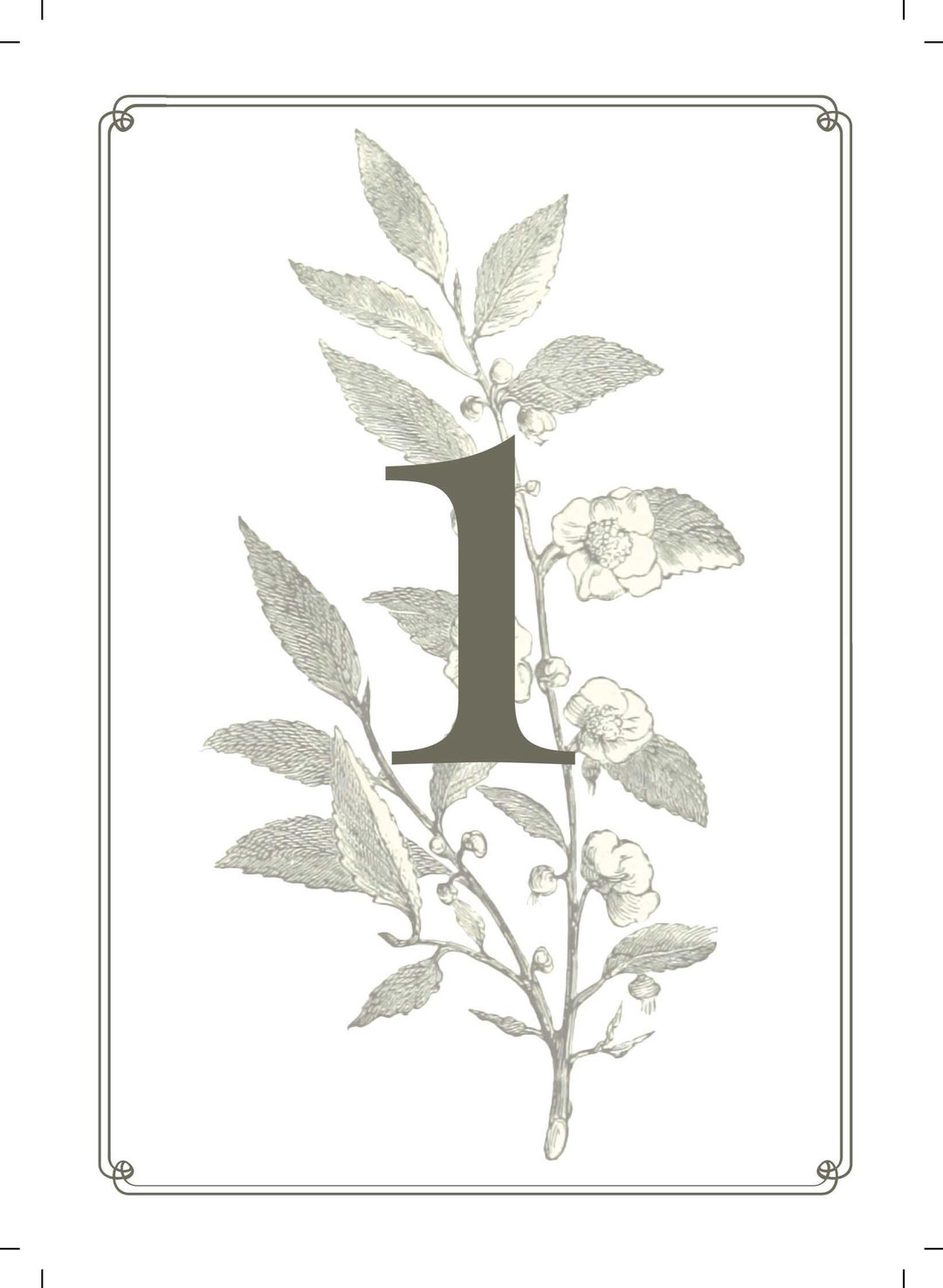 Simple Grey Flower Leaves With Frame Detail Wedding 5x7" Printable ...