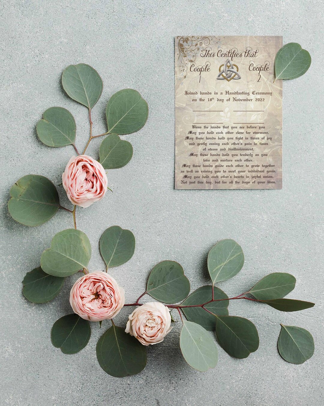 Handfasting Blessing Certificate With Signatures Personalised A4 - Etsy