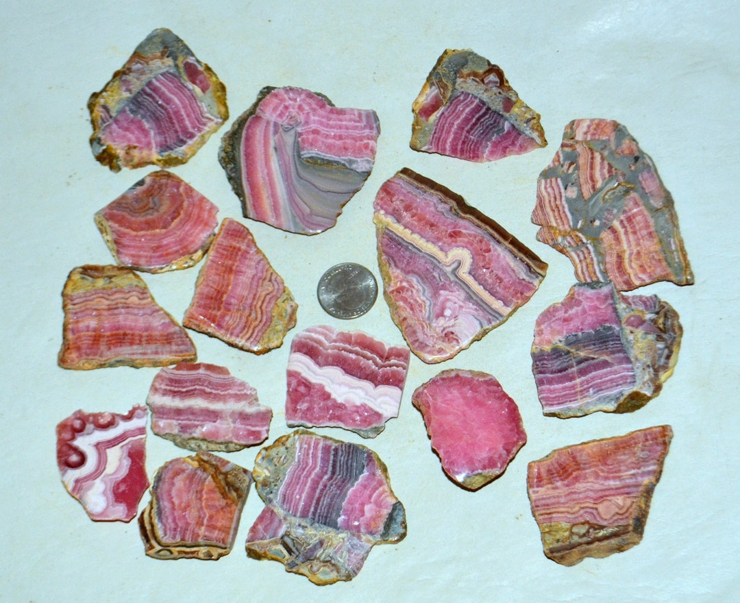16 Pcs LOT Rhodochrosite Banded Slabs From Argentina Wholesale Bulk A ...