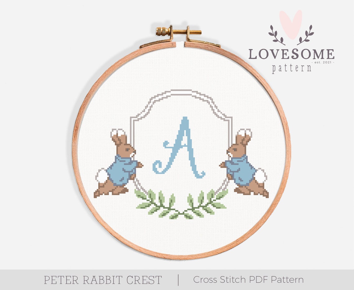 Peter Rabbit Crest Cross Stitch PDF Pattern Bunny Crest Cross - Etsy