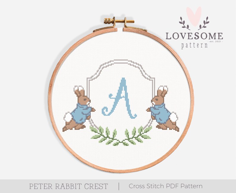 Peter Rabbit Crest Cross Stitch PDF Pattern Bunny Crest Cross - Etsy