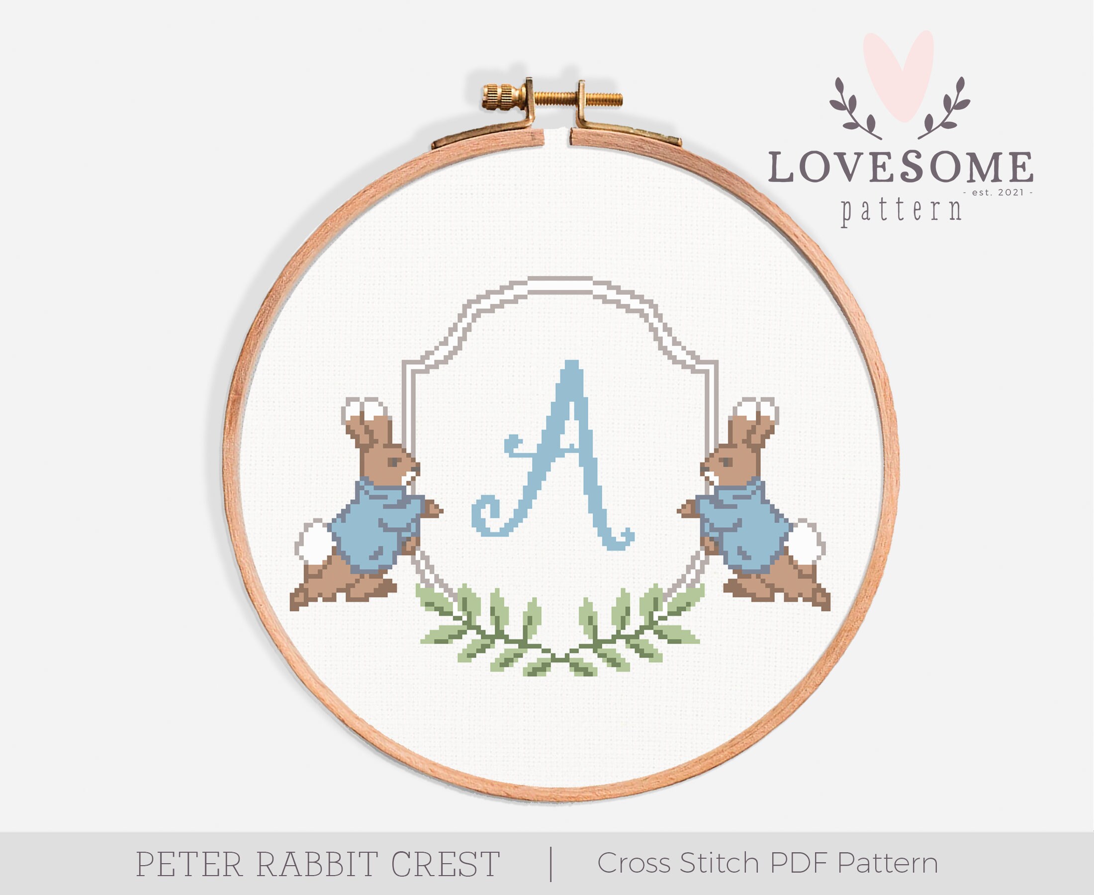 Peter Rabbit Crest Cross Stitch PDF Pattern, Bunny Crest Cross Stitch ...