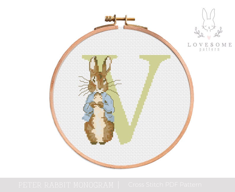 Peter Rabbit Monogram V Cross Stitch PDF Pattern Peter Rabbit - Etsy